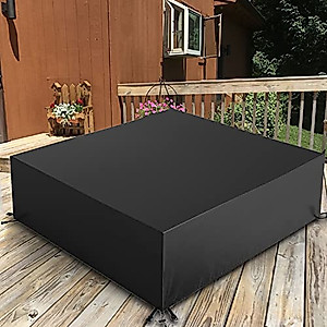 Auzfy Patio Furniture Covers Waterproof, 88.6" L x 88.6" W x 27.6" H, Square Outdoor Table Cover 420D Oxford Outdoor Furniture Protector Anti-UV Rain Snow Dust Wind, Black