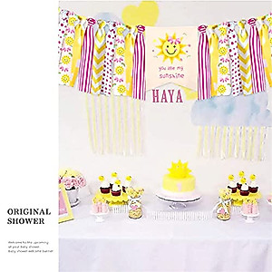 Sunshine Baby Shower Decorations Handmade You are My Sunshine Banner, Sunshine ONE Fabric Ribbon High Chair Banner- 1st Birthday Girls First Birthday Supplies (Sunshine Baby One Set)