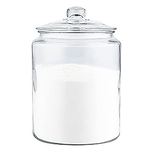 Restaurantware Vetri 1.6 Gallon Glass Storage Jar 1 Dishwashable Glass Cookie Jar - Airtight Seal Wide Opening Clear Glass Candy Jar Knob Handle Lid For Kitchen Laundry Or Storage
