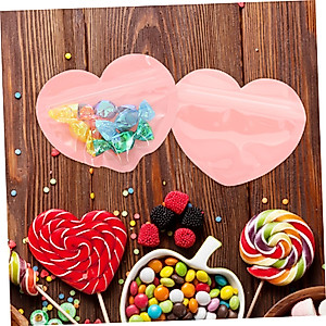 50 Pcs Heart Shaped Heart Shaped Bags Valentine Bag Heart Food Self Sealing Bags Heart Self Sealing Bags for Trinket Small Heart Shape Self Sealing Bags