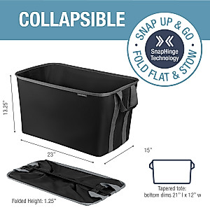 CleverMade Collapsible Laundry Baskets, Midnight Black/Shadow Gray 2PK - 60L (16 Gal) Foldable Laundry Basket with Sturdy Pop-Up Wire Frame and Carry Handles - Space-Saving Collapsible Hamper