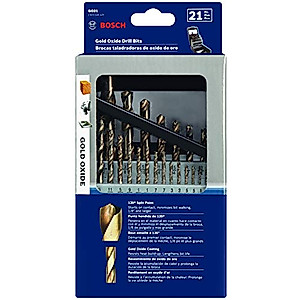 BOSCH GO29 29-Piece Assorted Set Gold Oxide Drill Bits with Included Case Standard Shank Diameters for General Purpose Applications in Wood, Plastic, Light-Gauge Metal