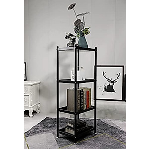 MAGCOLOR Metal Shelving Unit 4 Tier Baked Zinc Stainless Steel Storage Shelves Rack for Kitchen,Laundry Room, Garage or Office Shelving Heavy Duty, 43” H x17.3” W x 16.7” D Black (Unassembled)