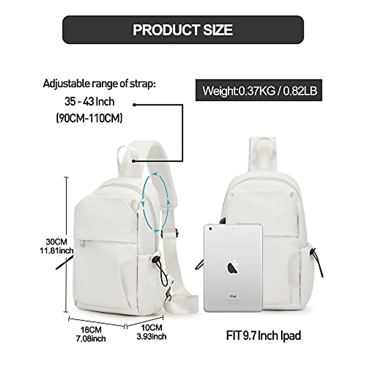 SEAFEW Tactical Backpacks Small Sling Bag Crossbody Backpack Shoulder Bag for Men Women, Multipurpose Anti-Theft Cross Body Chest Bags, One Strap Backpack for Walking Biking Travel Cycling White