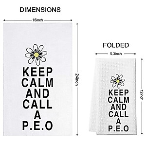 WCGXKO Sisterhood Tea Towel Keep Calm and Call a P.E.O. Printed Funny Kitchen Towel Dish Towel (Call A P.E.O)