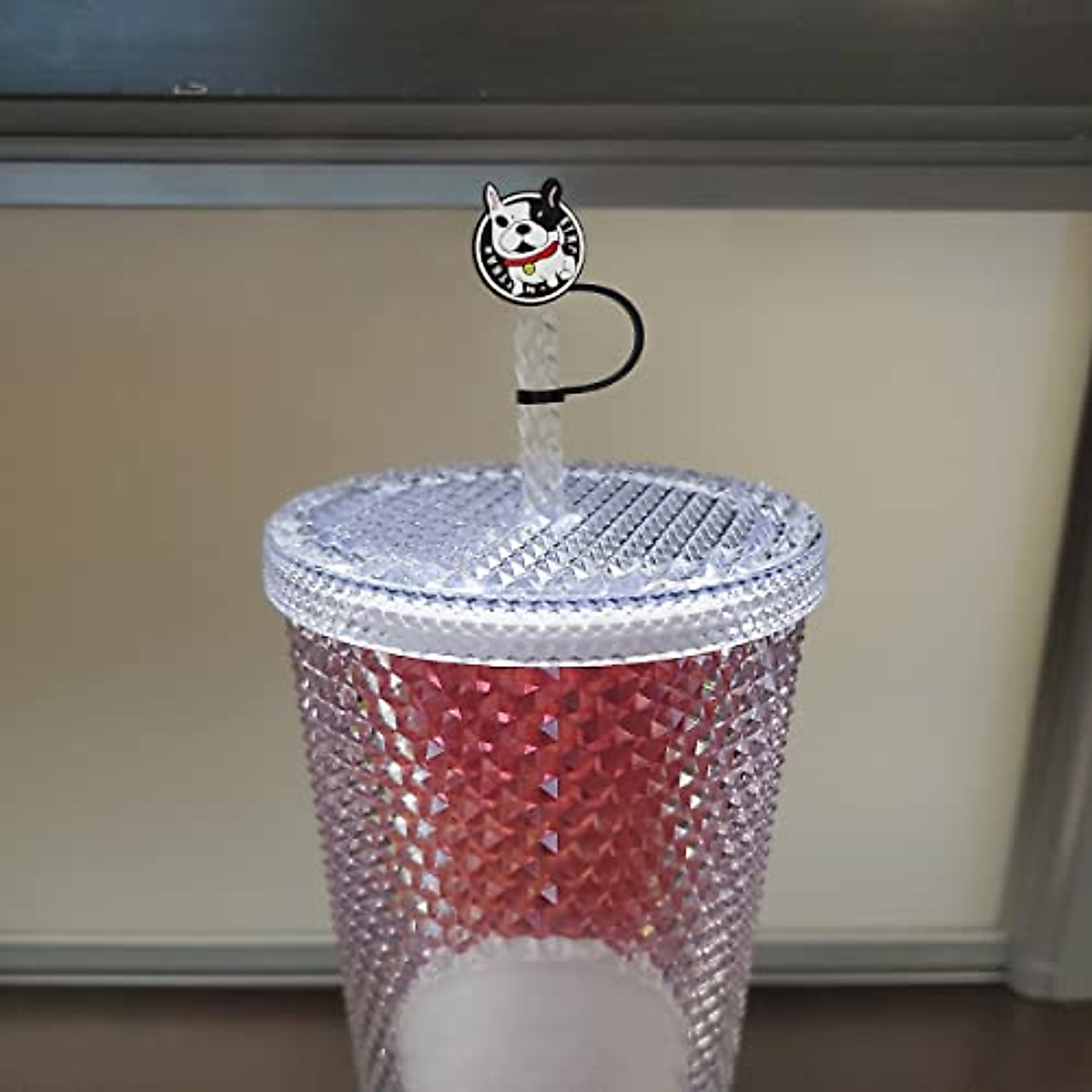 6 Pieces Cute Drinking Straw Caps Cover for 6-8 mm Reusable Drinking Straw Tips Lids Dust-Proof Straw Plugs(Kitten, Puppy)