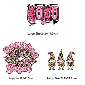 3Pcs Valentine's Day Iron on Transfers Heat Transfer Iron on Decals Lips Leopard Print Design Iron on Vinyl Patches T Shirt Iron on Appliques Iron on Transfer Paper for Clothing Hat DIY Craft Supplies