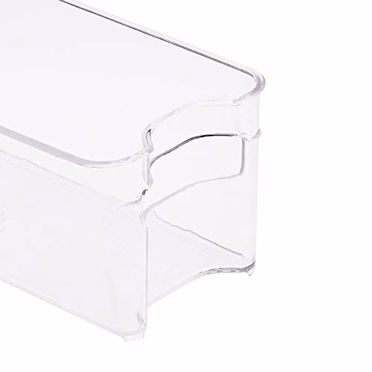 Amazon Basics Plastic Fridge Storage Bin - Narrow (2-Pack), White
