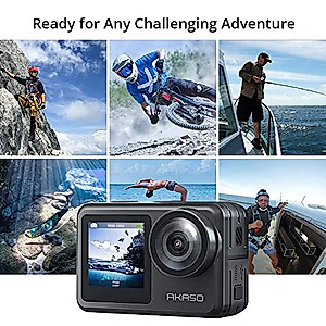AKASO Brave 7 LE 4K30FPS 20MP WiFi Action Camera with Touch Screen Vlog Camera EIS 2.0 Remote Control 131 Feet Underwater Camera with 2X 1350mAh Batteries Support External Microphone
