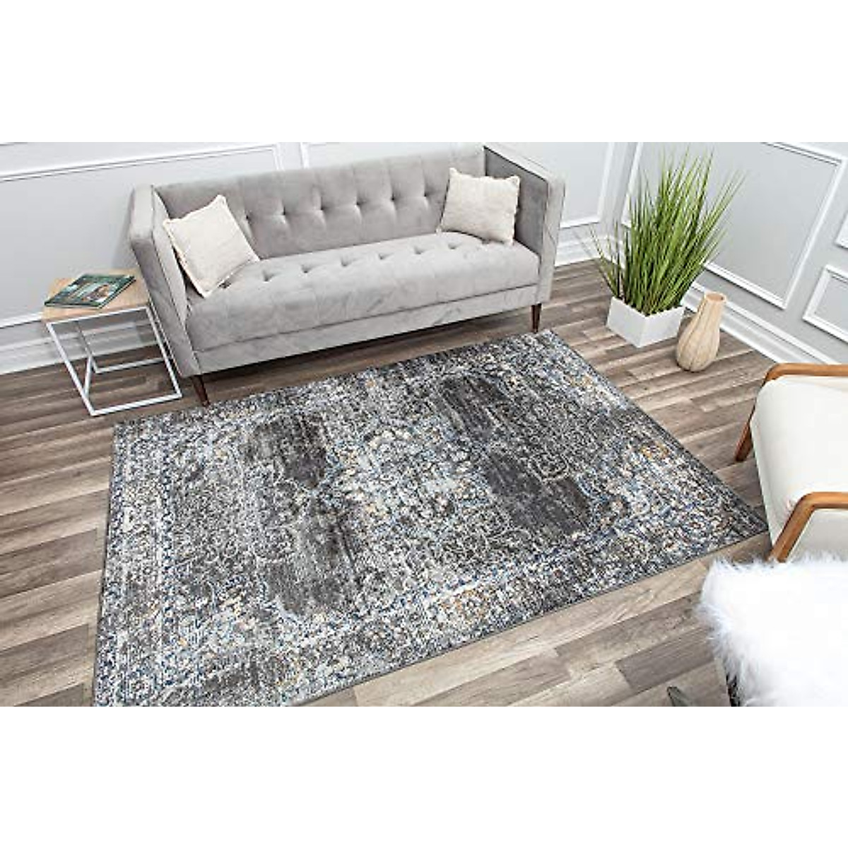 Rugs America Preston PS35A Shadow Bay Blossom Transitional Vintage Area Rug, 8'0"X10'0"