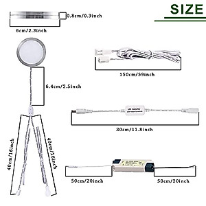 AIBOO Linkable LED Under Cabinet Lights Hardwired 12V Slim Aluminum Dimmable Puck Lights with Remote Control for Cupboard Lighting (4 Lights, Daylight White, NO Wall Plug)