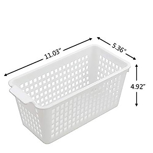 Rinboat Plastic Storage Basket, Deep Baskets, Grey and White, 6 Packs