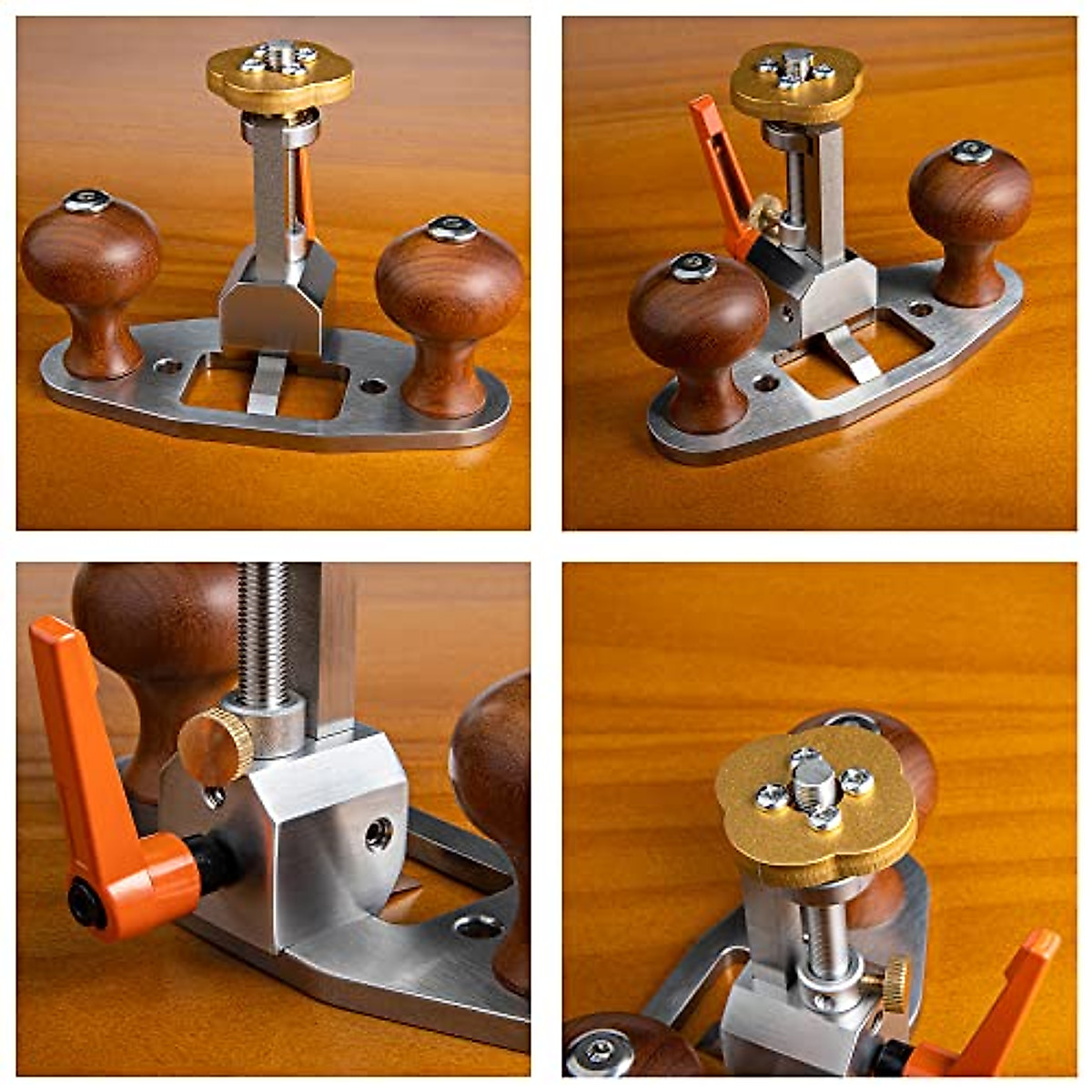 Admini Router Plane New Convenient Depth Adjusting Screw Nut System Hand Router Planer with Depth Stop and Holes for Base (Router Plane)