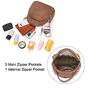 CLUCI Small Backpack Purse for Women Leather Women's Backpack Handbags Fashion Bookbag Mini Convertible Lady Travel Backpack Brown