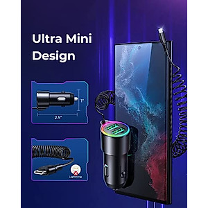 FLYLEAD Car Charger, 3.4A USB Car Charger Adapter Dual USB Car Charger with 5ft USB C Cable, Car Charger Adapter for Samsung Galaxy S22/S21/S10/iPhone/Note 20/Moto/Google Pixel 6 and More