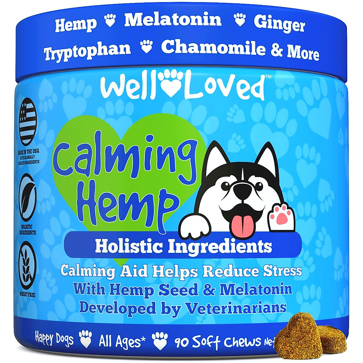 Well Loved Calming Chews for Dogs + Glucosamine for Dogs Hip and Joint Supplement, Vet Developed, Made in The USA, Natural Ingredients