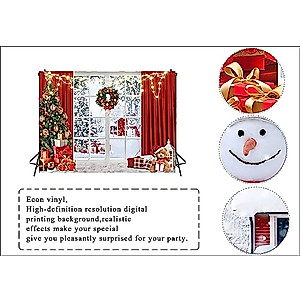 LTLYH Red Winter Snow Window Backdrop for Christmas Party Decorations and Photo Booth Props