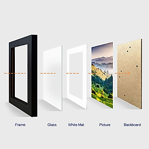 VCK 16x20 Picture Frame Set of 2 Display Pictures 11x14 with Mat or 16x20 Without Mat, Wall Gallery Poster Frames,Horizontal and Vertical Formats Black