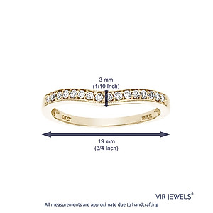 VIR JEWELS 0.16 cttw Diamond wedding Band for Women, Contour Milgrain Round Diamond Wedding Band in 14K Yellow Gold, Size 7.5
