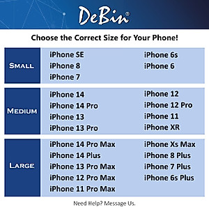 De-Bin Case for iPhone 15, 15 Pro, 14, 14 Pro, 13 Pro, 12 Pro, 12, 11, Xs, X XR, Cell Phone Belt Holder Holster Case with Belt Clip Nylon Pouch Cover (Fits iPhone with Protective Case on) Medium Black