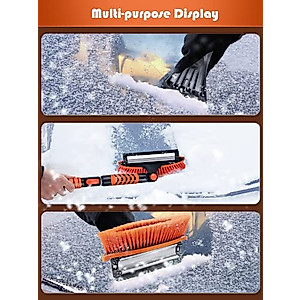 WARSUN 41.5" Snow Brush Ice Scraper for Car Windshield 3 in 1 with Squeegee Extendable Aluminum Handle Adjustable Length 34-41.5" 270° Pivoting Snow Scraper for Car Truck SUV