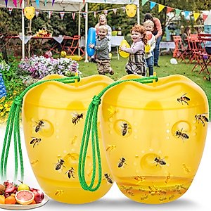 Protecker Wasp Trap, Yellow Jacket Hanging, Repellent Carpenter Bee Traps for Outside, Killer Deterrent Insect Fly Catcher, Non-Toxic Reusable Hornet (2 Pack)