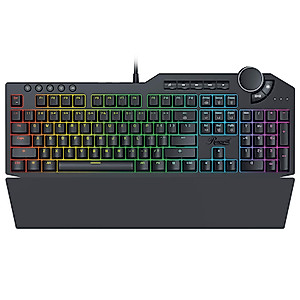 Rosewill Mechanical Gaming Keyboard, 15 RGB Backlit Modes, 2-Port USB Passthrough, Media Keys and Multifunctional Volume Dial, Magnetic Wrist Rest, Tactile Brown Switches - NEON K90 RGB BR, Black