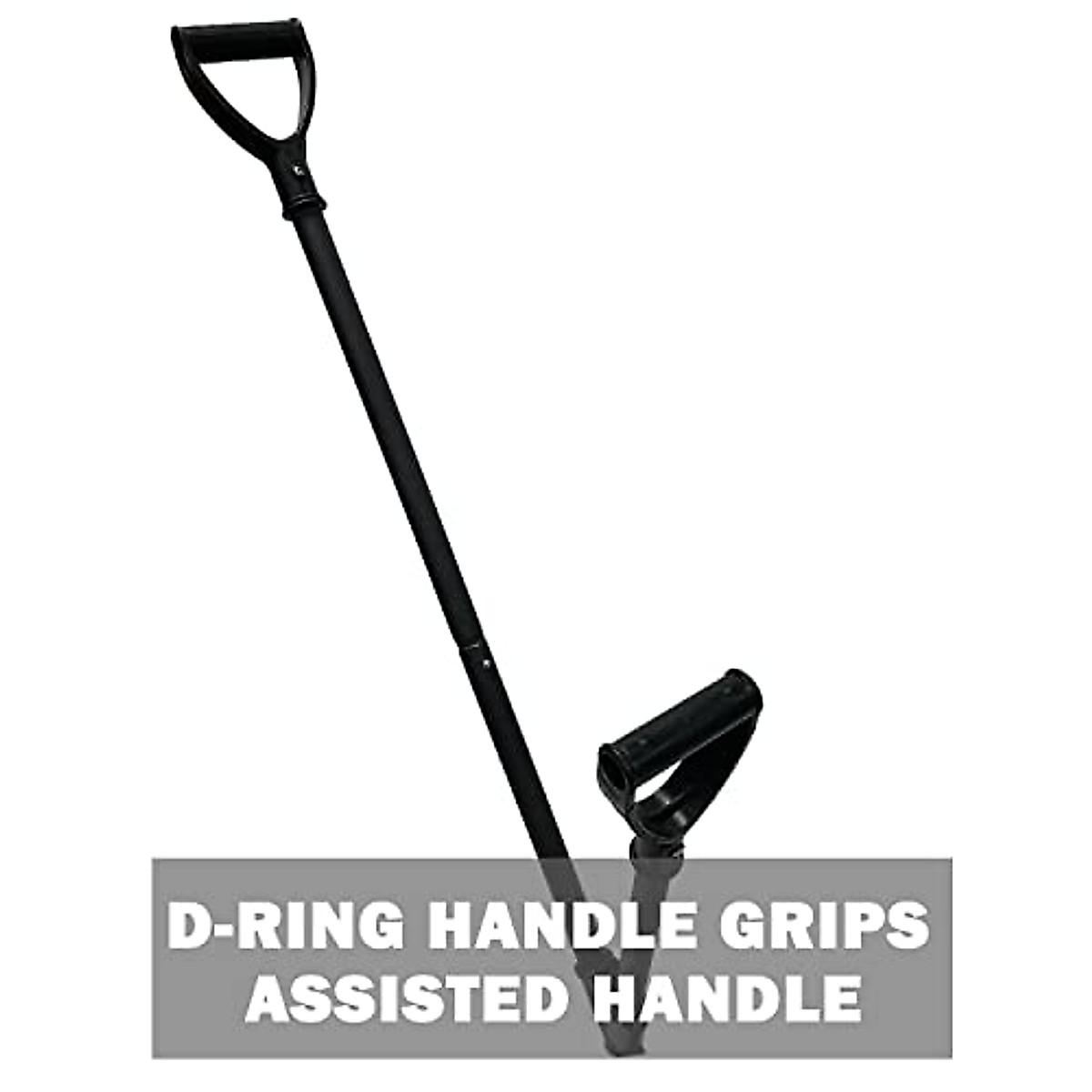 Snow Shovel for Driveway - 18-in Strain-Reducing Snow Shovel with Assisted Handle, Multifunction Emergency Snow Shovel, Lightweight Portable Sport Utility Shovel for Car Home Garage Garden (Black)