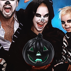 Uonlytech Halloween Pumpkin Lights Battery Operated Black Jack-o-Lantern Light Flameless Candles Pumpkin Lamp Decoration for Halloween Party Favor Decoration (Without Batteries)