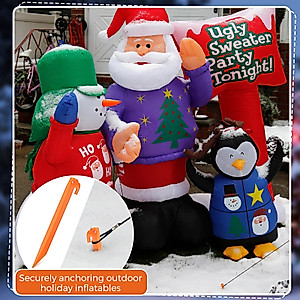 9 Inch Plastic Inflatable Stakes Tent Stakes Replacement Yard Inflatable Accessories for Inflatables Camping Tent Stakes Tent Pegs for Valentine's Day Garden Home Decorations(Orange, 12 Pieces)