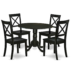 East West Furniture DLBO5-BLK-W Dining Set, 5