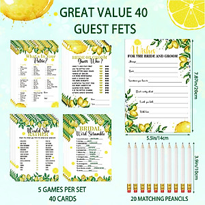 Leinuosen 220 Pcs Lemon Bridal Shower Games Set Wedding Shower Game Supplies Include Bridal Games Cards and Pencils for Bachelorette Engagement Party Decorations Favors