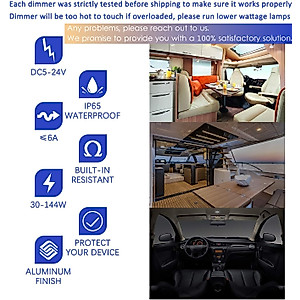 ALOVECO 12 Volt DC Dimmer Switch PWM for LED RV Lights Interior, 5-24 Volts LED Ceiling Dome Lights Dimmer and Switch for Camper, Recreational Vehicle, Halogen, Auto, Truck, Marine and Strip Lighting