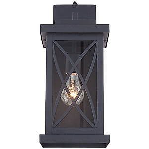 John Timberland Woodland Park Mission Outdoor Wall Light Fixture Black Metal15 Clear Glass Security Dusk to Dawn for Exterior House Porch Patio Outside Deck Garage Yard Front Door Garden Home