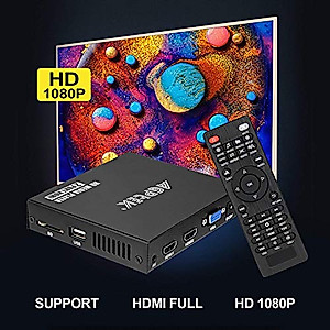 1080P Media Player with Dual HDMI Outpus AV Cable, Portable MP4 Player for Video/Photo/Music Support USB Drive/SD Card/HDD - HDMI/AV/VGA Output