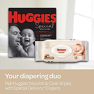 Baby Wipes, Scented, Huggies Nourish & Care Baby Diaper Wipes, 56 Count (Pack of 12)