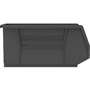 Akro-Mils 30240 AkroBins Plastic Storage Bins, Space-Saving Stackable Bins, Garage Organization Bins, Pantry Organization, Craft Storage, 15-Inch x 8-Inch x 7-Inch, Black, 12-Pack