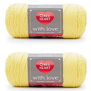 Red Heart with Love Daffodil Yarn - 2 Pack of 198g/7oz - Acrylic - 4 Medium (Worsted) - 370 Yards - Knitting/Crochet