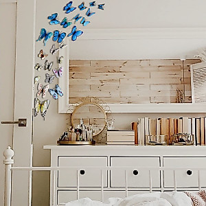 Nastaus 36PCS Magnetic Butterfly Wall Stickers,Artificial Butterfly Decoration,3D Butterfly Sticker for Home Kitchen Fridge Garden Birthday Party Wedding Decor