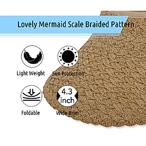 Sun Visor Hats for Women Wide Brim Womens Beach Hat Sun Hat for Women Straw Hat Sun Hat Womens Golf Visor Hats for Women Straw Floppy Hat, Brown