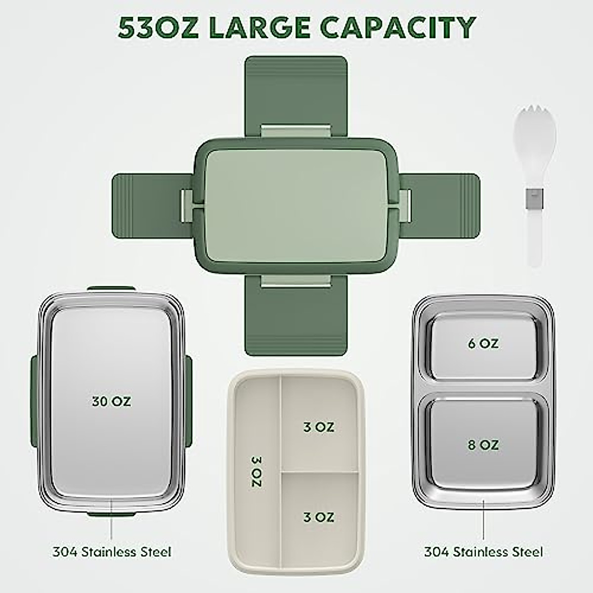 HOMETALL Stainless Steel Bento Box, Stackable Box Adult Lunch 1500ML-6 Compartment for Adults, BPA-Free Containers with Utensil On-the-Go Balanced Eating