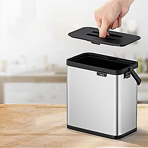 DYPASA Garbage Can 3L Kitchen Trash Can Wall Mounted Stainless Steel Desktop Cabinet Door Trash Storage Bucket Small with Cover Trash Bin