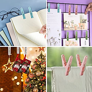 48 Pack Plastic Clothes Pins Heavy Duty Outdoor for Hanging Clothes, Colored Clothespins Clips with Springs Clothes Drying Line Pegs with Mesh Clothes pin Bag，Crafts Picture Clips Food Package Clips