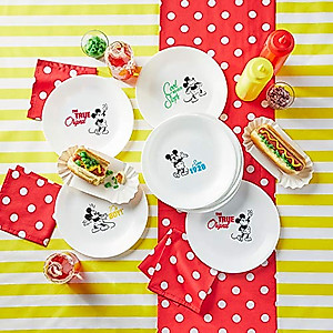 Corelle Vitrelle 8-Piece Salad Plate Set, Triple Layer Glass and Chip Resistant, Lightweight Round Plates and Bowls Set, Disney's Mickey Mouse - The True Original
