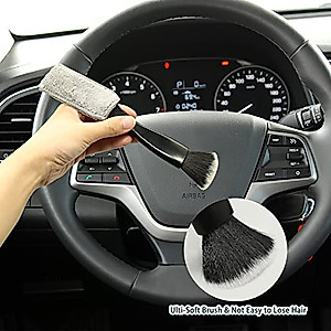 2 Pcs Double Head Brush for Car Cleaning, Portable Car Interior Detailing Brush Car Dust Brush, Auto Detail Brush Exterior Soft Bristles Car Seat Brush for Cleaning Air Vent Dashboard (Blue & Black)