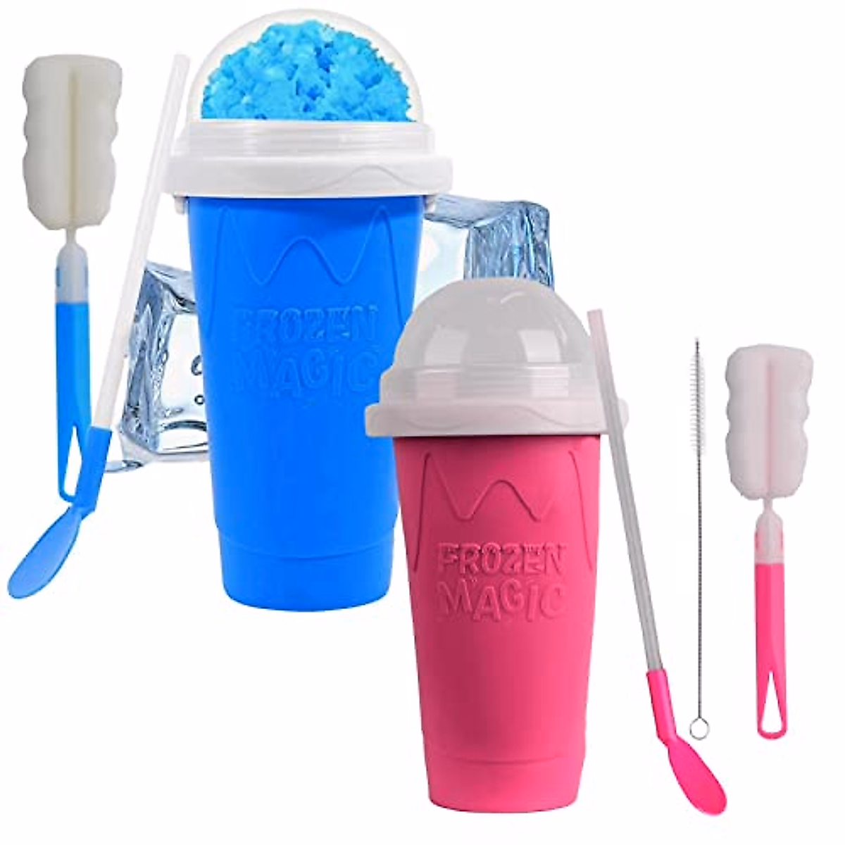 GRETA COMMERCE Slushy Maker Cup Portable and Double Layer Ice Cream Maker Slushie Magic Cup for DIY Drinks Milk Shake