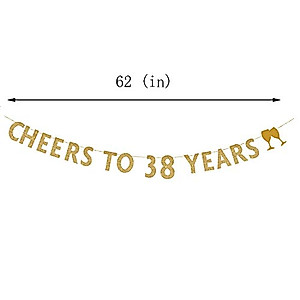 MAGJUCHE Gold glitter Cheers to 38 years banner,38th birthday party decorations