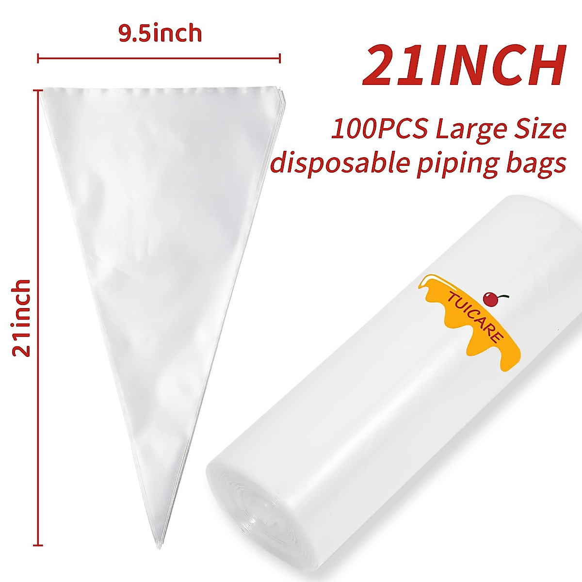 Piping Bags 21 inch Large Pastry Bags Decorating Tools 100 PCS Piping ...