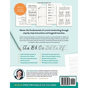 Modern Cursive Handwriting: A Step-by-Step Guide and Workbook to Learn Script Penmanship for Adults and Teens with 150+ Practice Sheets and Bonus Downloads
