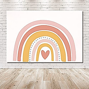 MEHOFOND 7x5ft Boho Rainbow Pink Birthday Backdrop Bohemian Baby Girl Photography Background Happy 1st Birthday Party Banner Decoration Supplies Sweetheart Cake Smash Table Photo Studio Booth Props